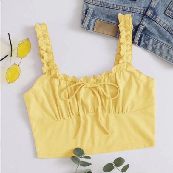 SHEIN | Tops | Bright Yellow Ruched Top | Poshmark